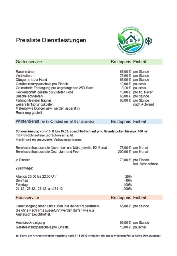 Preisliste Fur Pflasterarbeiten Pdf